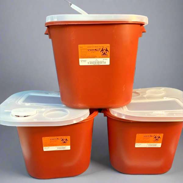 VWR Bioharzard Sharps Container 8 Gallon with Funneled Vertical Drop L ...