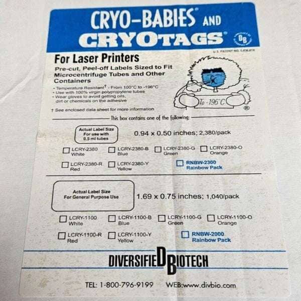 Cryo-Babies Rainbow Laser Tag Label for 0.5 ml Tubes 2300 Labels — Life ...
