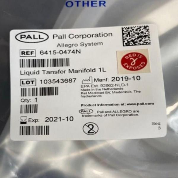 Pall Liquid Transfer Manifold System 1L with Vent Filter — Life ...