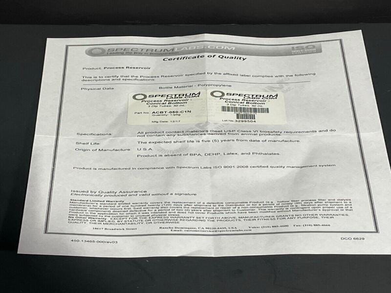 Repligen Process Reservoir 50mL Conical Bottom - ACBT-050-C1N — Life ...