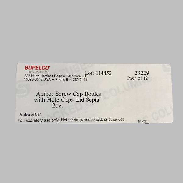 Supelco 23229 Amber Glass Bottle 2 oz with Crimp Cap Neck - Pack of 12 ...