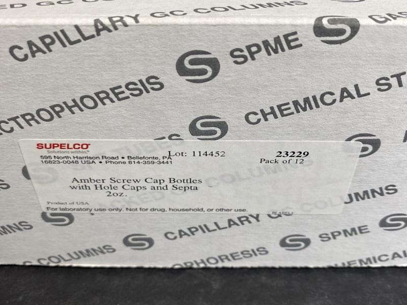 Supelco 23229 Amber Glass Bottle 2 oz with Crimp Cap Neck - Pack of 12 ...