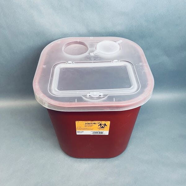 VWR Sharps Container System Red 8 Gal. Flip Up Lid 3 Bins with Lids ...
